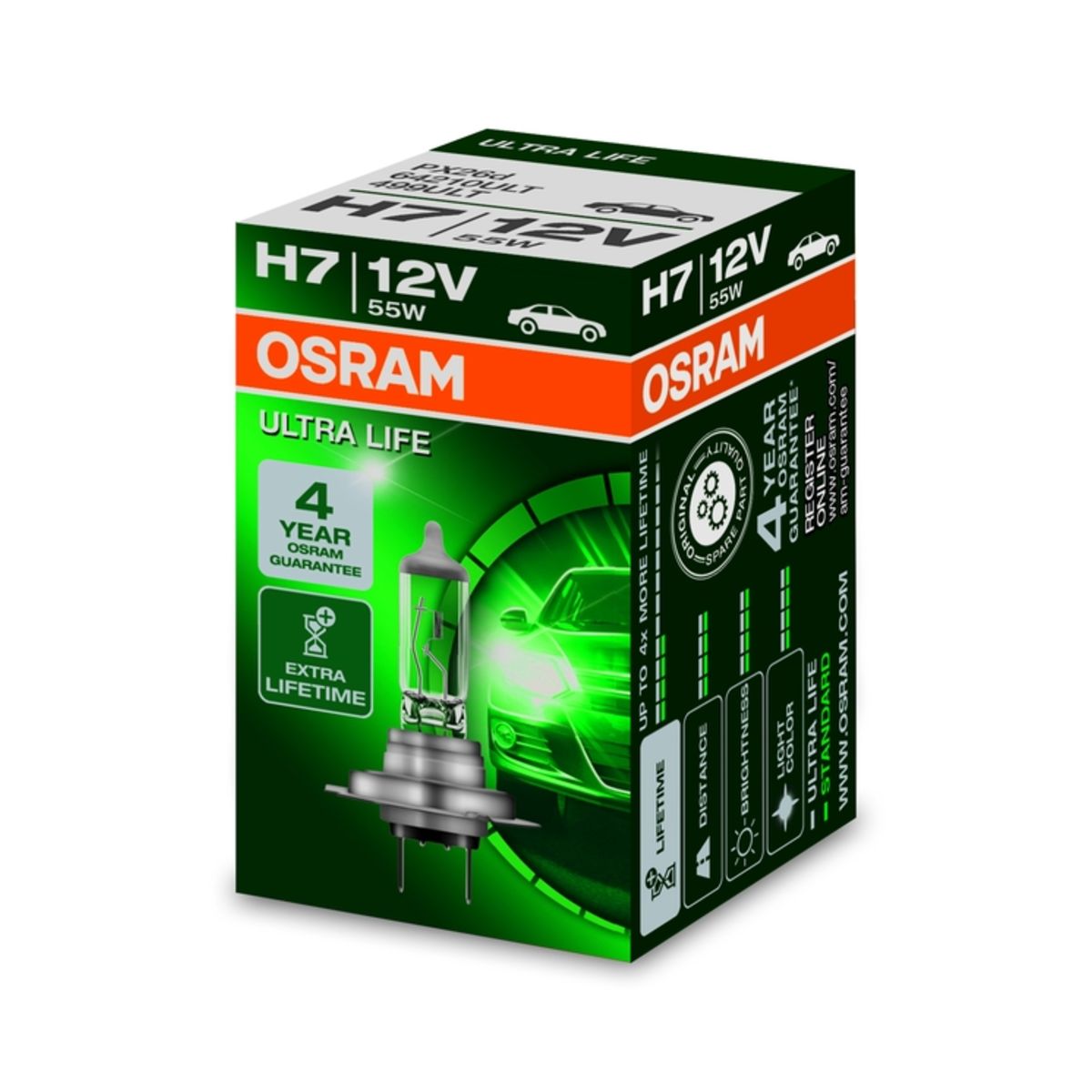 Glühlampe Halogen OSRAM H7 Ultra Life 12V, 55W für Abarth, Alfa Romeo, Audi