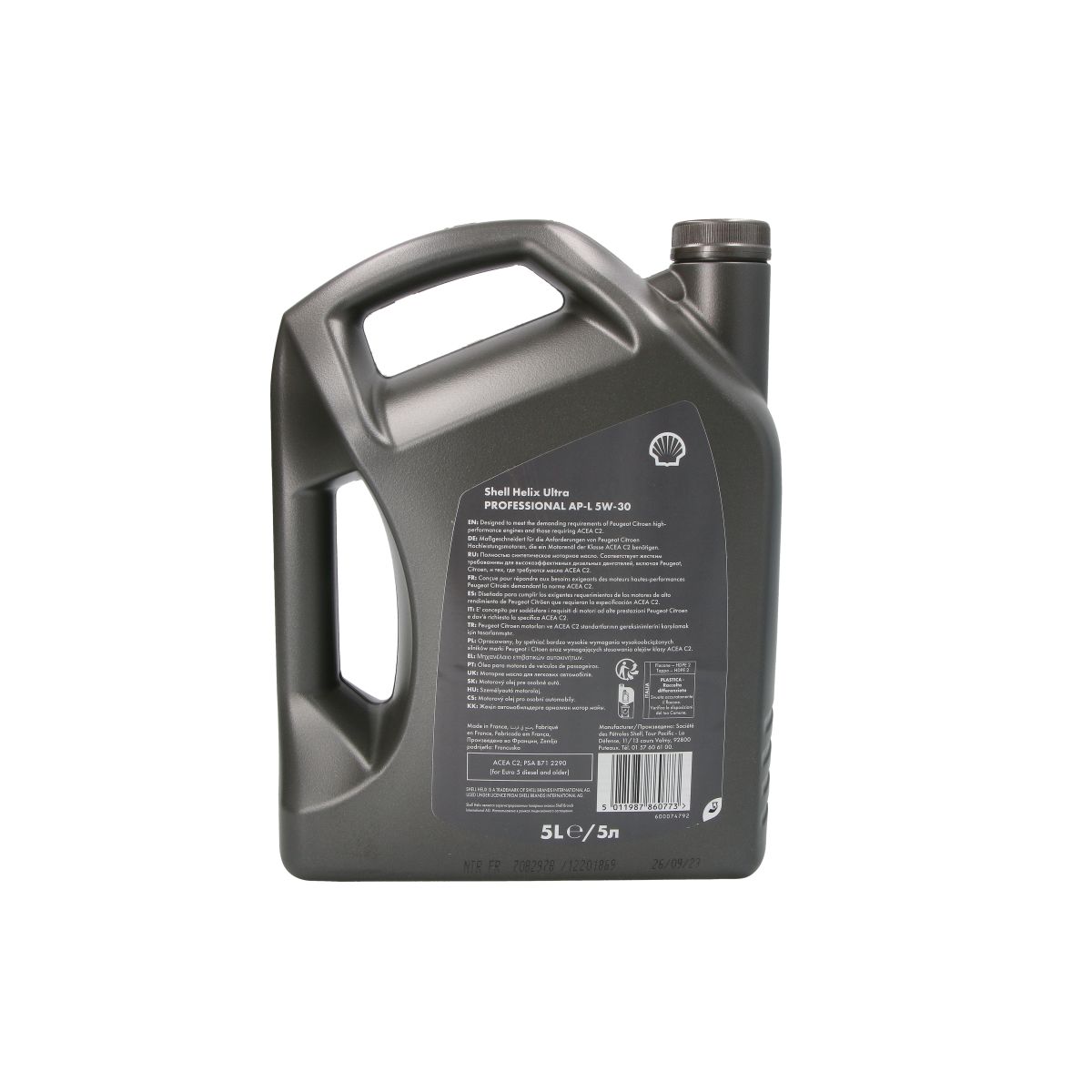 Óleo de motor SHELL HELIX Professional Ultra AP-L 5W30 5L | motointegrator