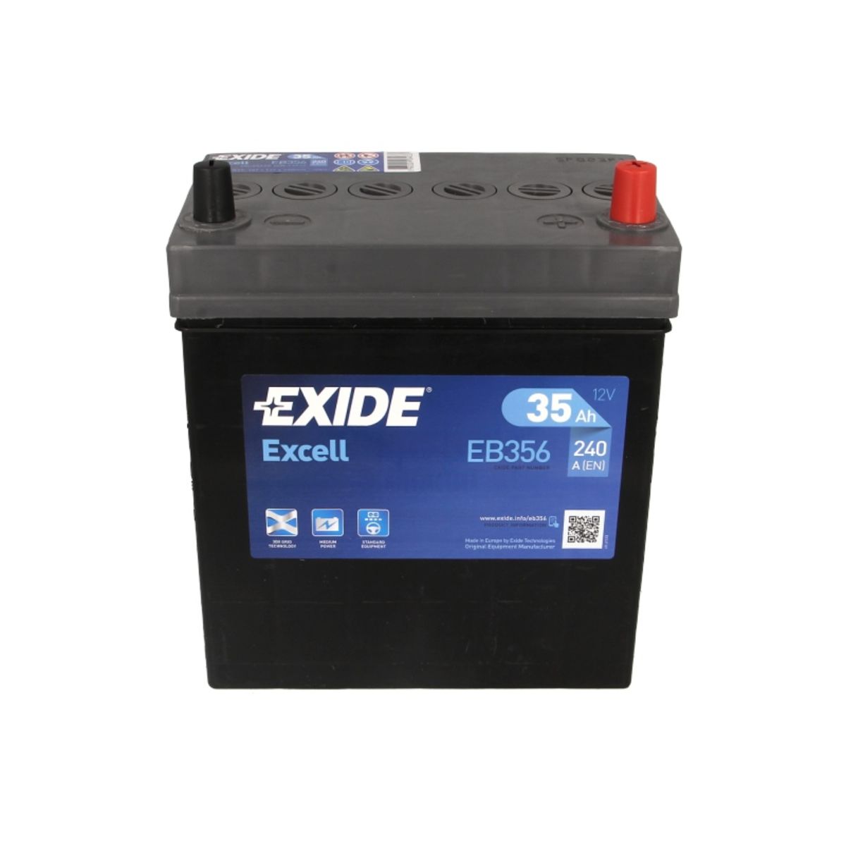 Akumulator EXIDE EXCELL EB356 - 35Ah 240A P+ - Sklep Inter Cars